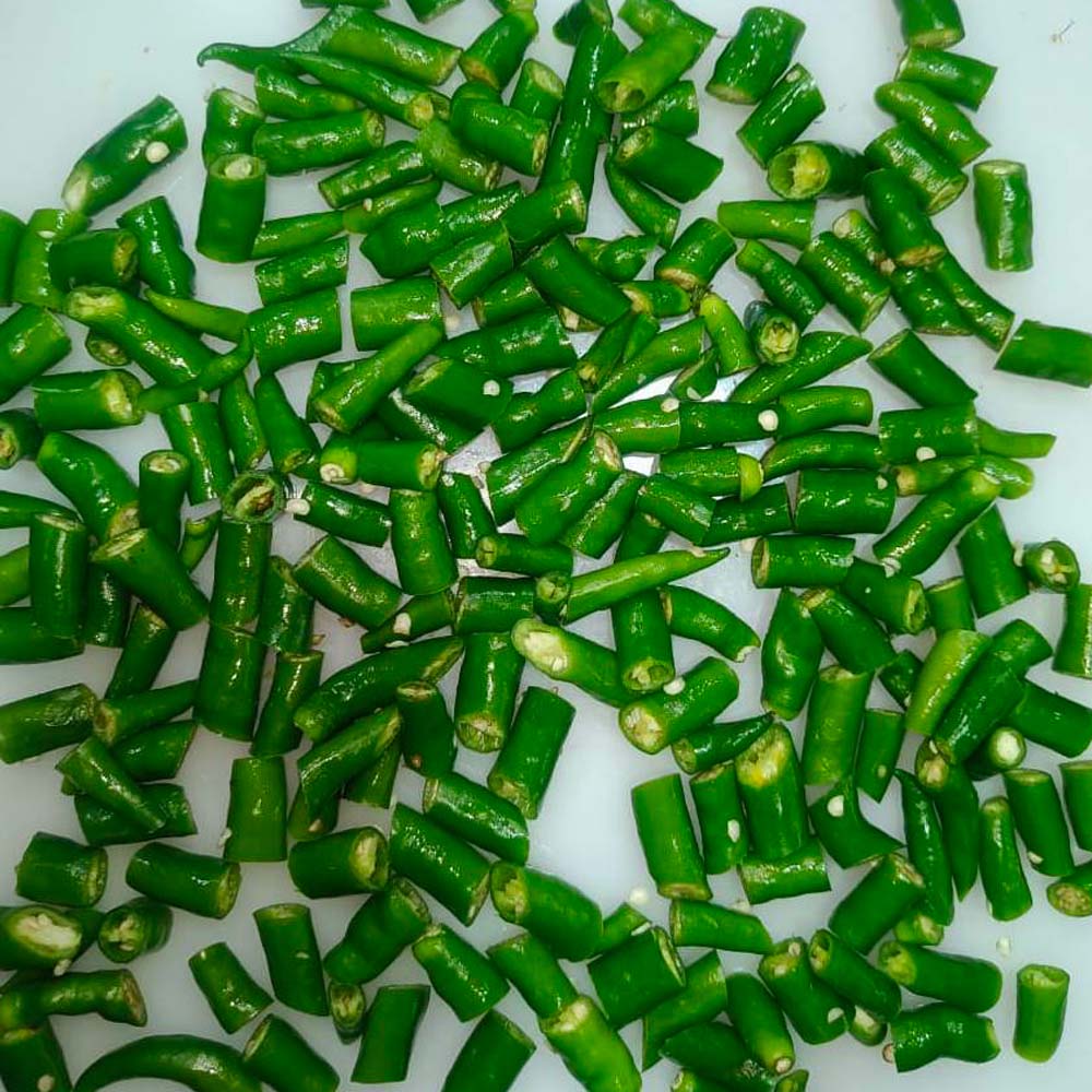 Frozen Cut Green Finger Chillies - Frucom